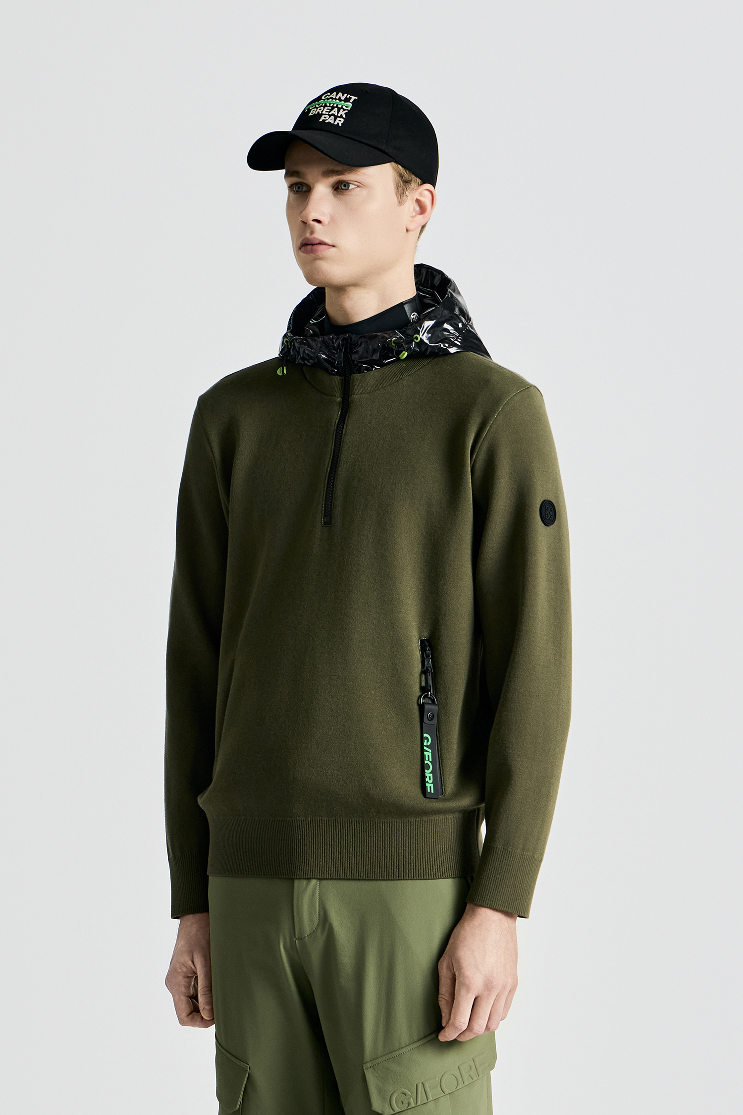HALF ZIP KNIT HOODIE(MEN)_G/FORE