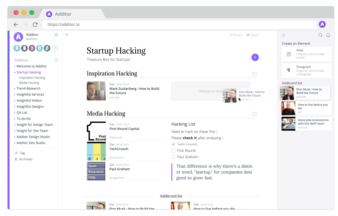 Additor - the living knowledge hub for modern collaborators