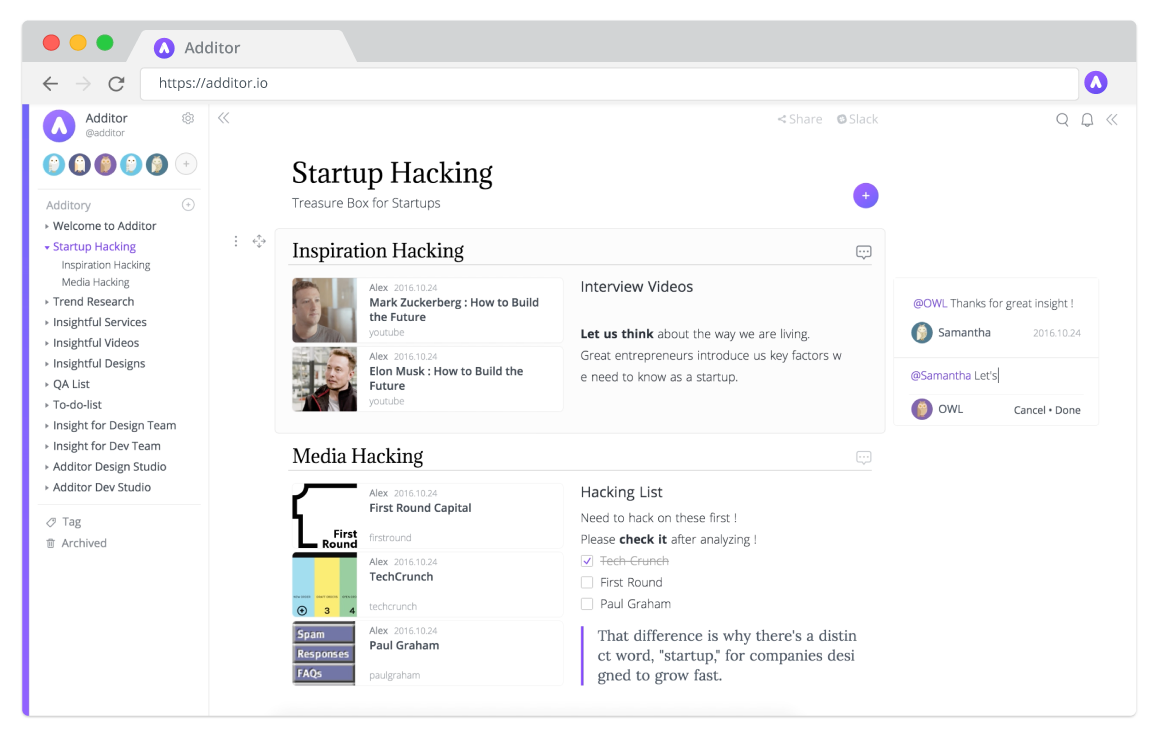 Additor - the living knowledge hub for modern collaborators